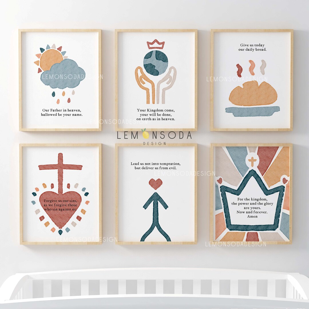 The Lords Prayer Set of 6 Printables ,boho Christian Sunday Bible ...