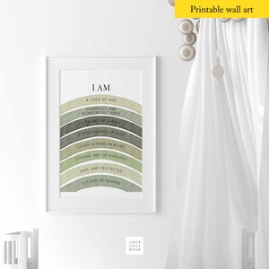 Sage Green I Am Blessed Christian Kids Rainbow Affirmation Print ...