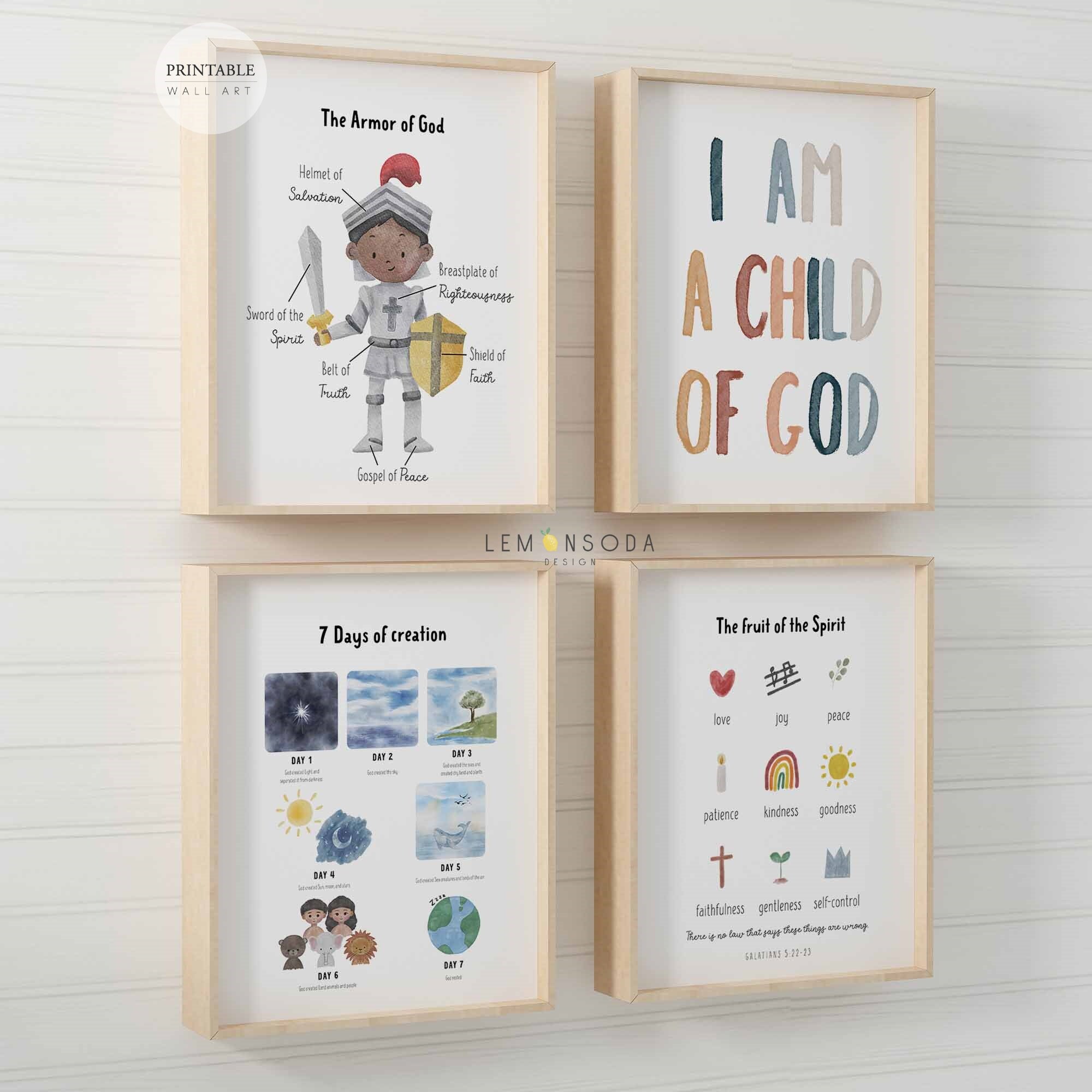 Set of 4 Kids Bible Verse Prints I Am a Child of God the - Etsy