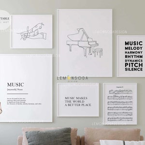 Set of 4 Music Room Decor, Music Teacher Student Wall Art, Music Score ...