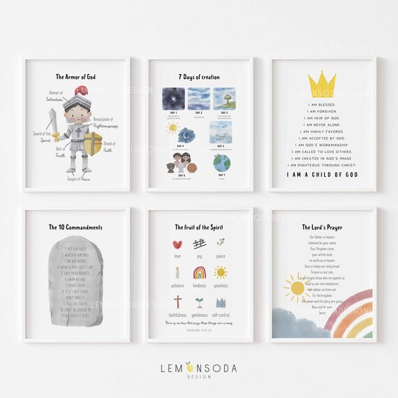 Set of 6 Kids Bible Verse Prints I Am a Child of God the - Etsy