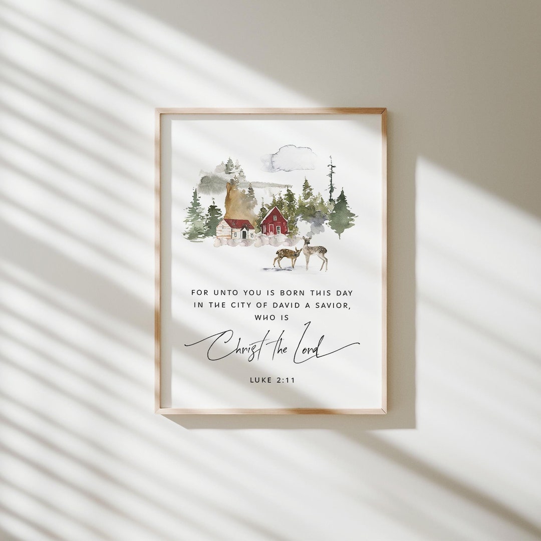 Luke 2:11 Print, Christian Christmas Scripture Print, Printable ...