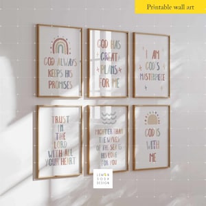 Pastel Christian Kids Bible Verse Set of 6 Digital Prints, Church ...