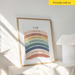 Boho Rainbow Kids Bible Affirmation Print: Watercolor Nursery Decor ...