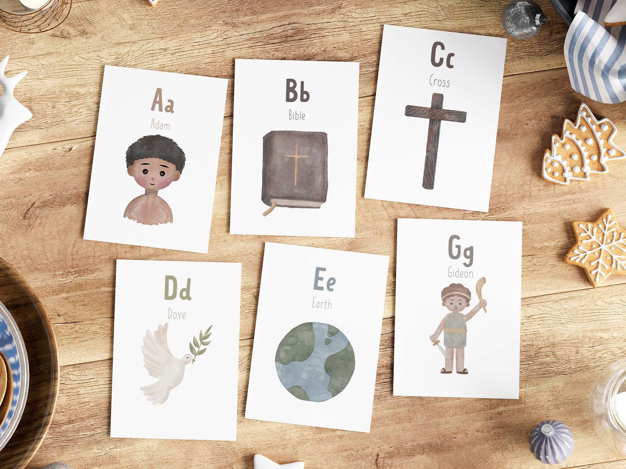 Printable Bible Alphabet Flash Card Christian Educational - Etsy