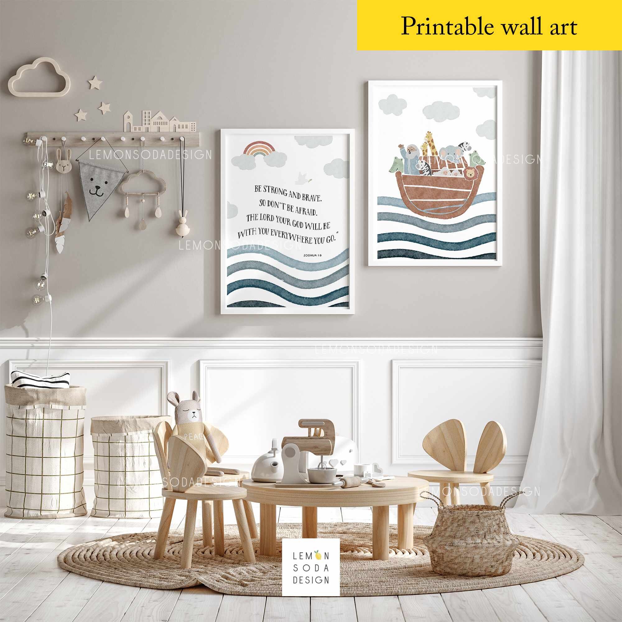 Noah's Ark Kids Wall Art: Bible Story Prints (digital Download) - Etsy