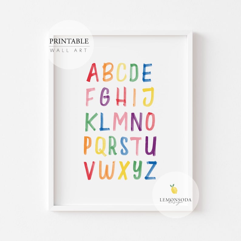 Set of 6 Educational Print Watercolor Rainbow Nursery Decor - Etsy