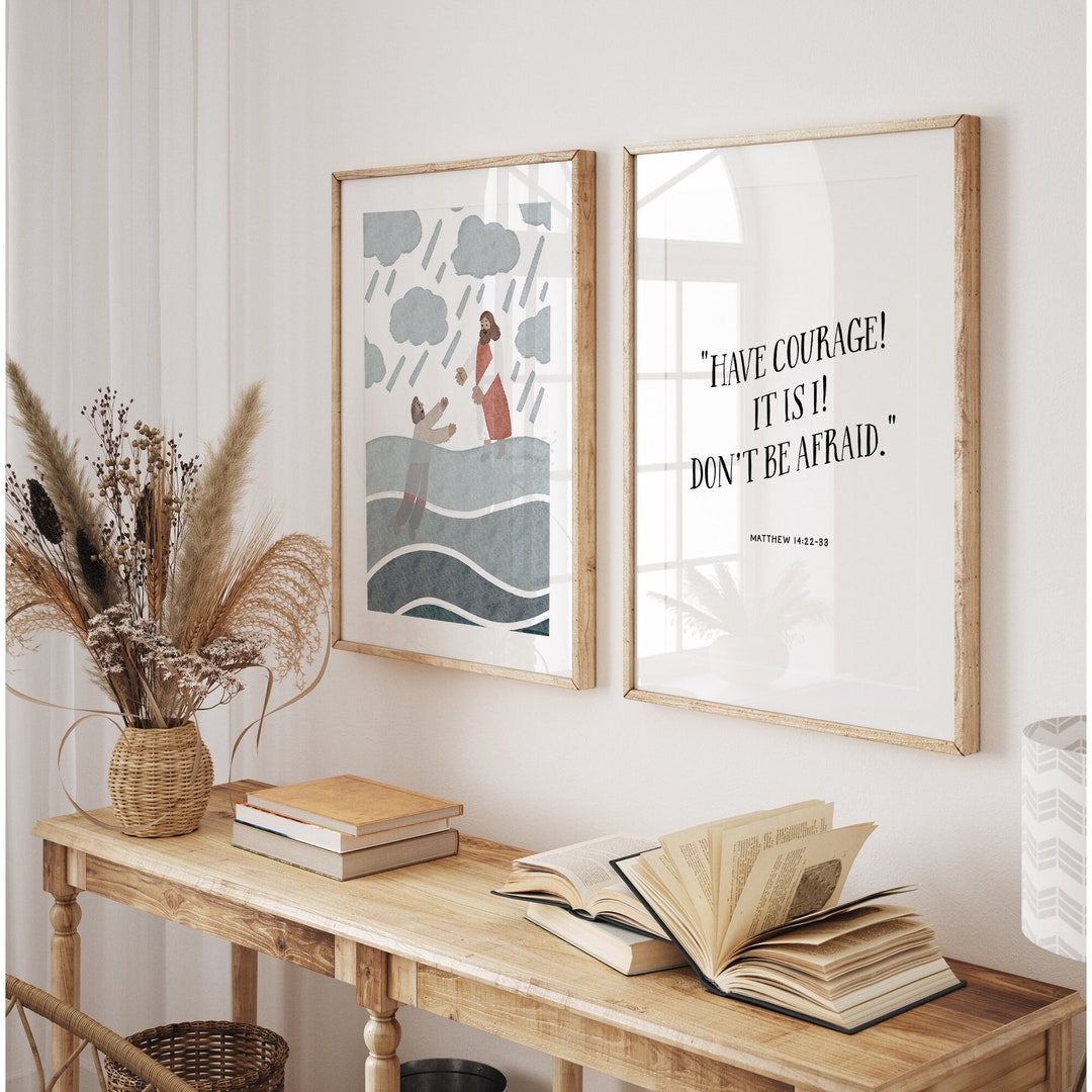 Walk on Water, Jesus and Peter Bible Art, Christian Kids Room Wall ...