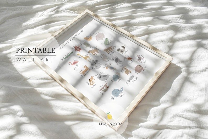 Printable Animal Alphabet Print animal ABC Numbers Decor - Etsy