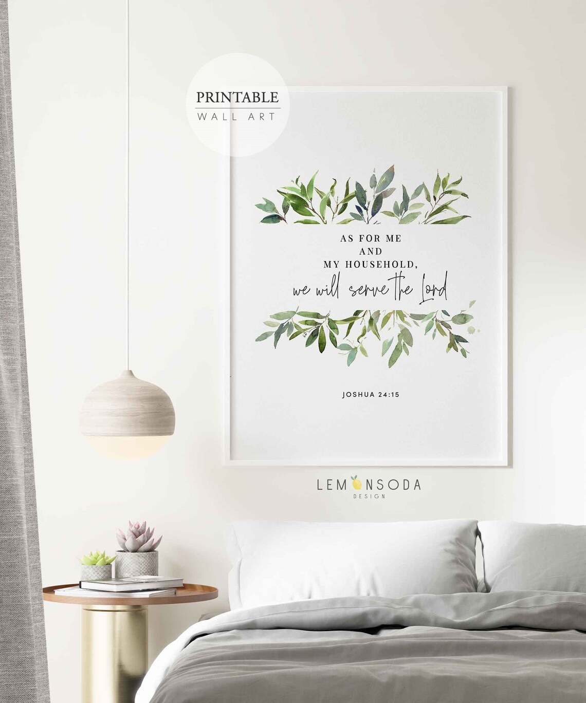 Joshua 24:15 Print Watercolor Bible Verse Wall Art PRINTABLE | Etsy