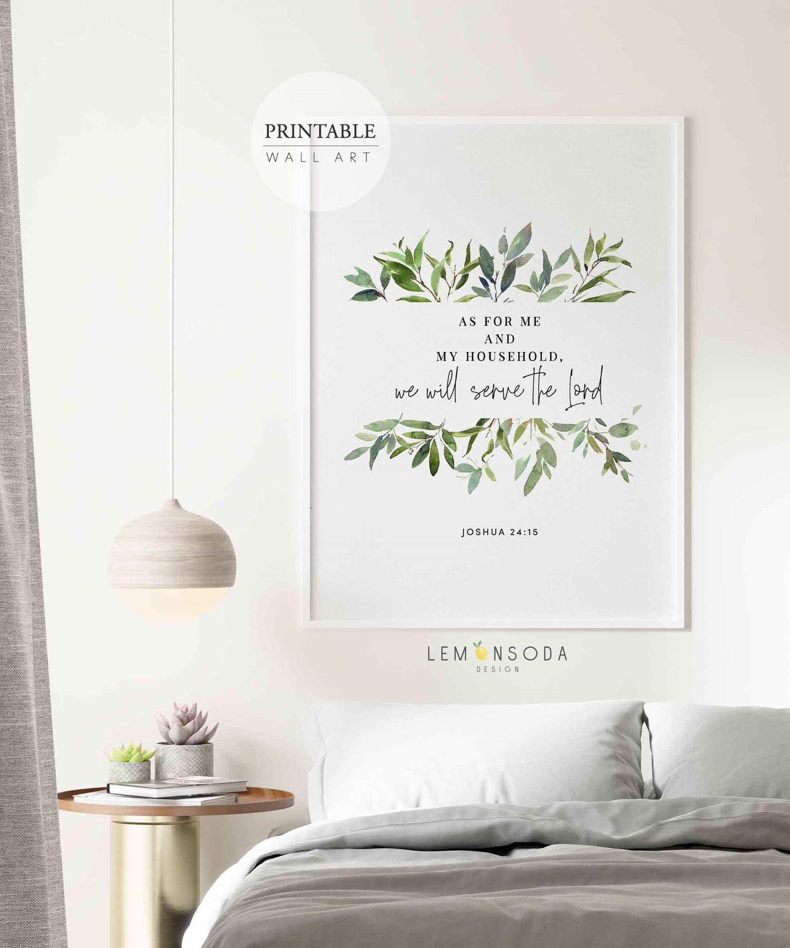 Joshua 24:15 Print Watercolor Bible Verse Wall Art PRINTABLE | Etsy