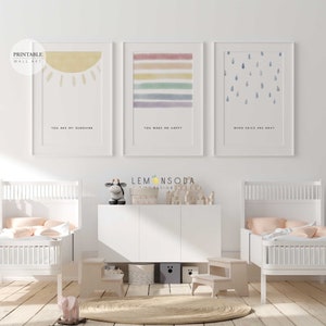 You Are My Sunshine, Set of 3 Prints, Pastel Kids Room Decor, Nursery ...