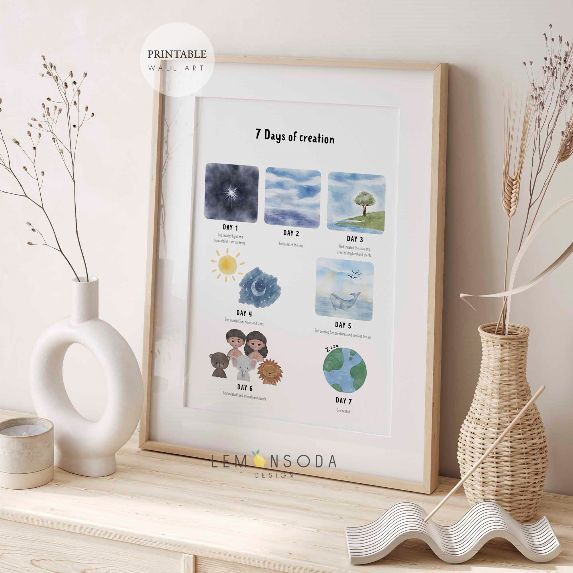 7 Days of Creation Poster Christian Nursery Printable Bible - Etsy