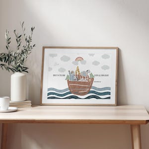 Noah's Ark Bible Verse Print: Christian Kids Room Decor (digital ...