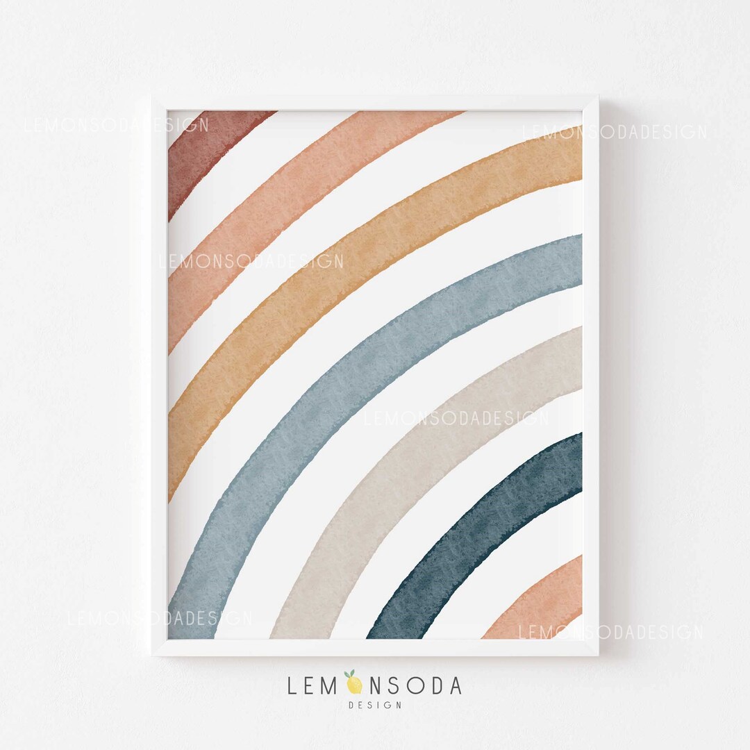 Printable Nursery Boho Rainbow Decor, Neutral Boho Rainbow Nursery Art ...