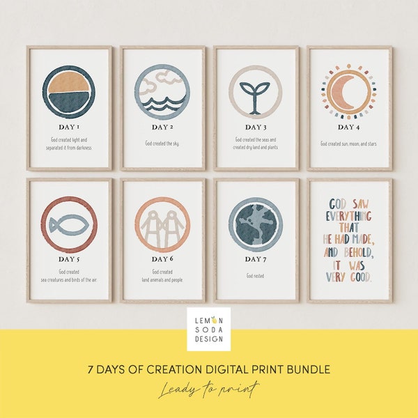 7 Days Creation Wall Art - Etsy
