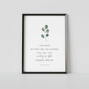 Printable Bible Verse Wall Art Watercolor Botanical Isaiah - Etsy