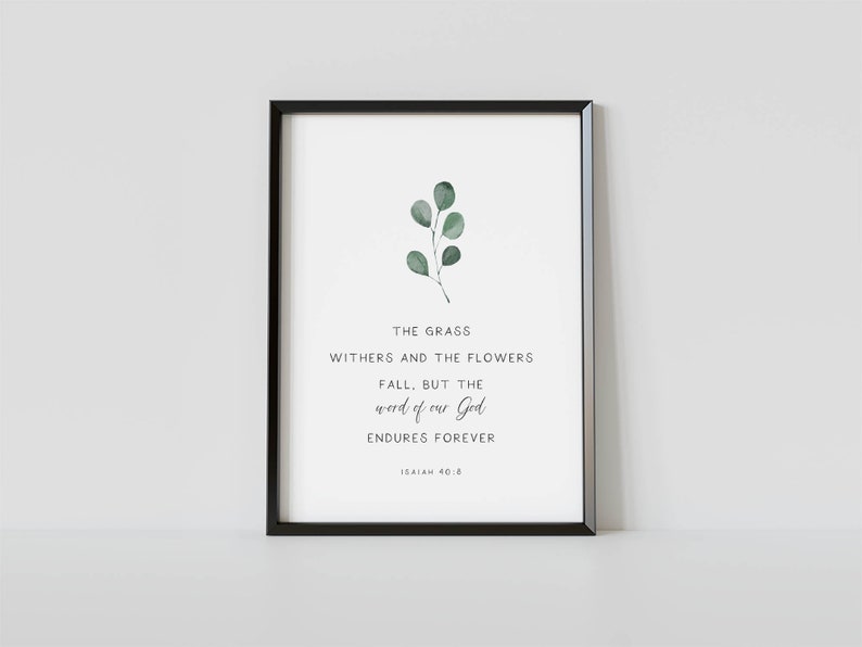 Printable Bible Verse Wall Art Watercolor Botanical Isaiah | Etsy