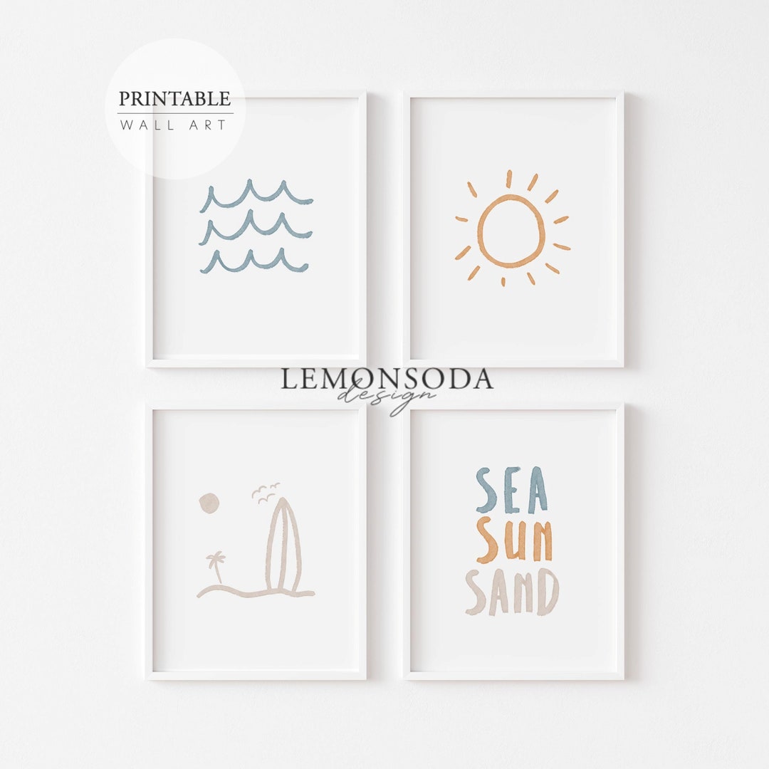 Summer Nursery Wall Art, Beach Ocean Nursery Decor, Set of 4 Prints ...