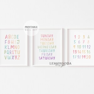Pastel Alphabet Print, Printable Nursery Wall Art, Pastel Rainbow Home ...