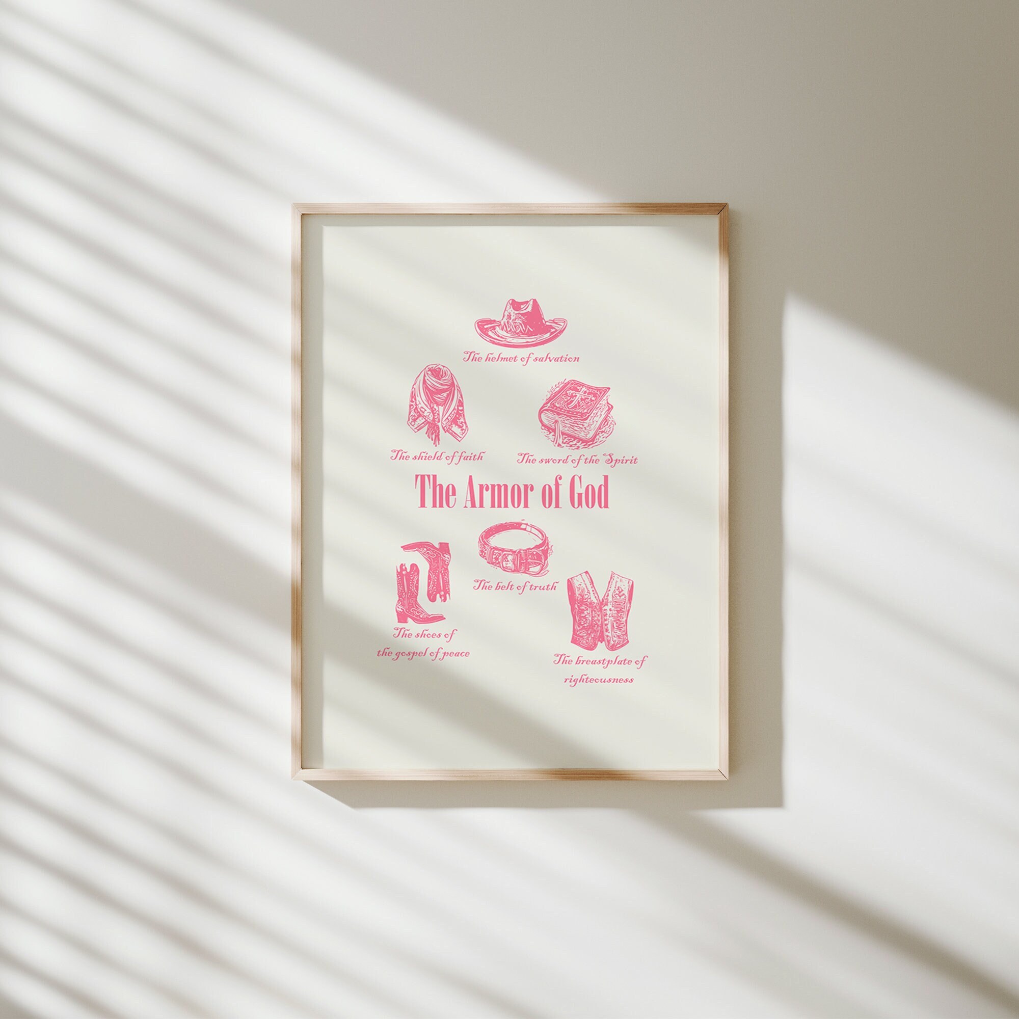 Pink Western Cowboy: Armor of God Christian Art (digital Download) - Etsy
