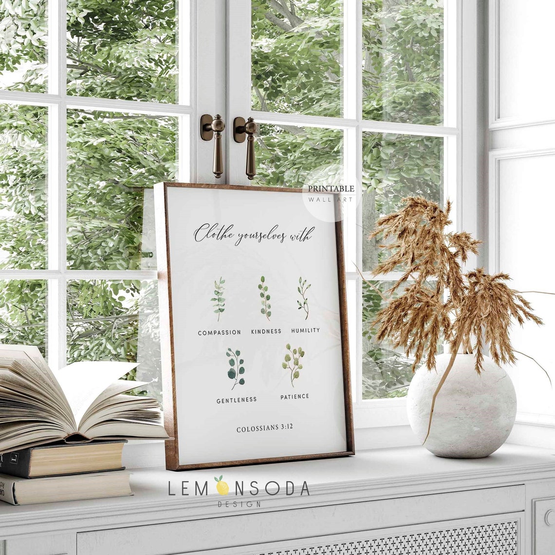 Colossians 3:12 Bible Verse Print Watercolor Botanical | Etsy