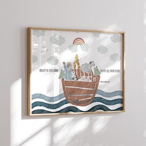 Noah's Ark Bible Verse Print: Christian Kids Room Decor (digital ...