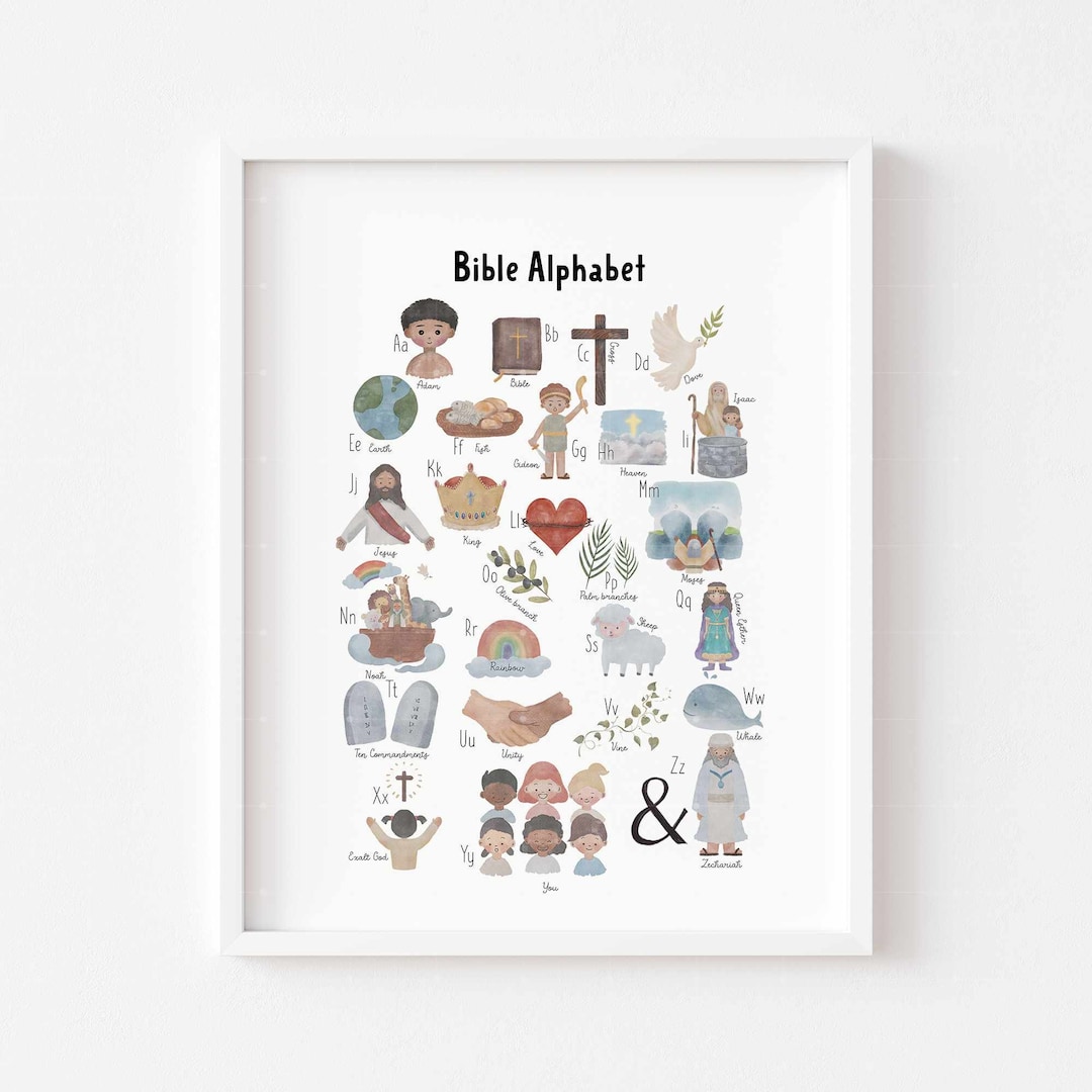 Kids Bible Alphabet Print, Printable Christians Educational Wall Art ...