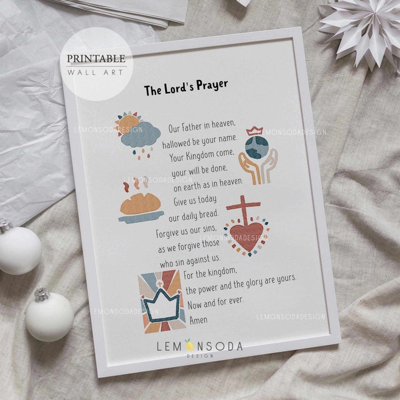 The Lord Prayer Printable Kids Sunday School Poster Church - Etsy