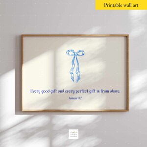 Modern Blue Christian Bible Verse Gallery Wall Art Bundle Set of 6 ...