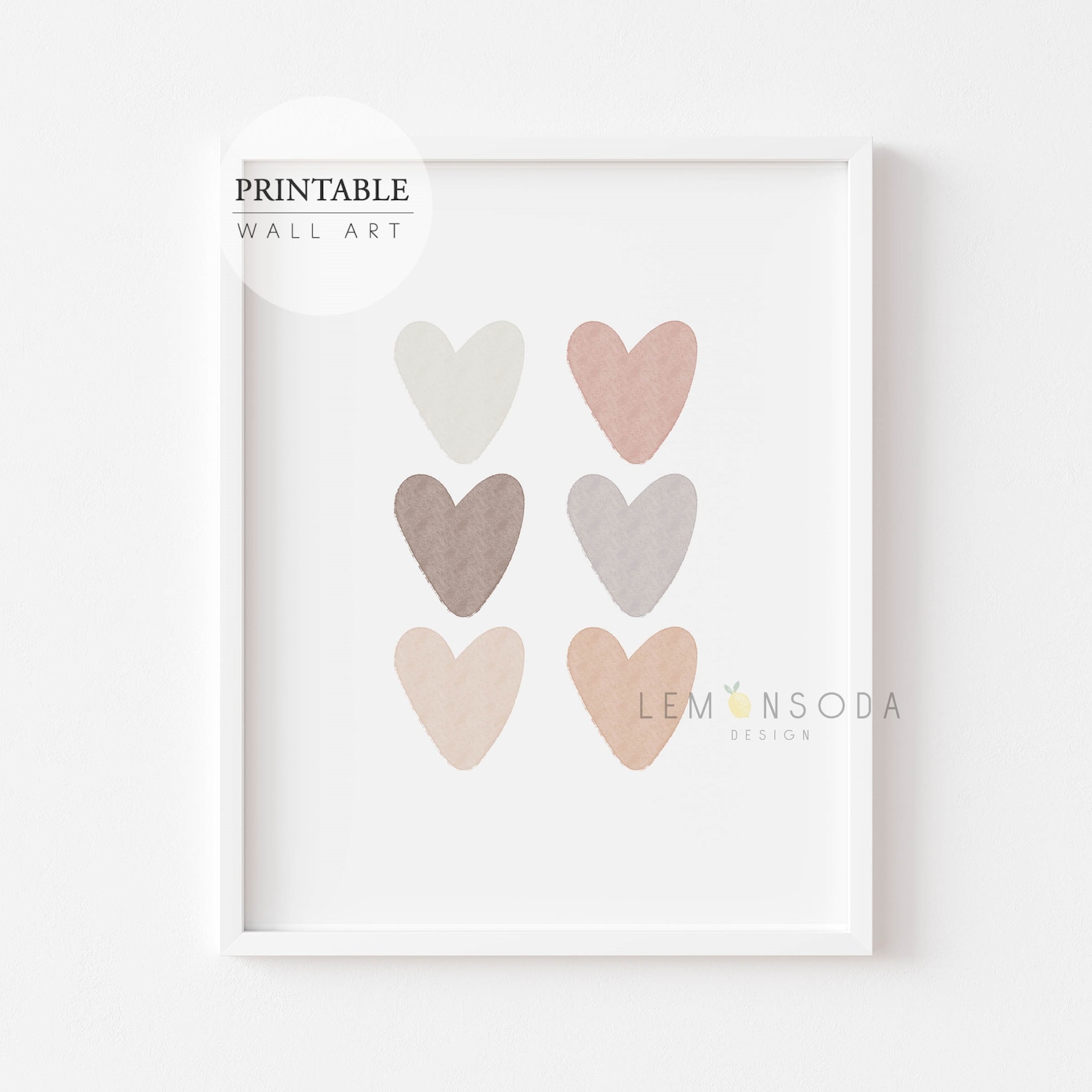 Watercolor Hearts Print Neutral Hearts Wall Art Printable - Etsy