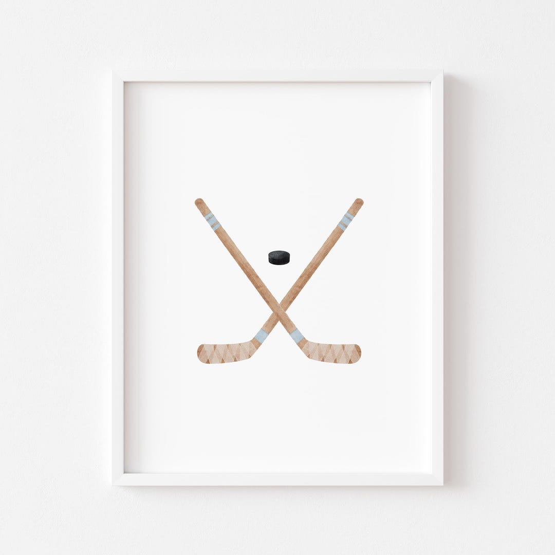 Vintage Hockey Sticks Print: Blue Nursery Wall Art (digital Download ...