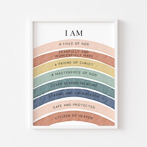 Boho Rainbow Kids Bible Affirmation Print: Watercolor Nursery Decor ...
