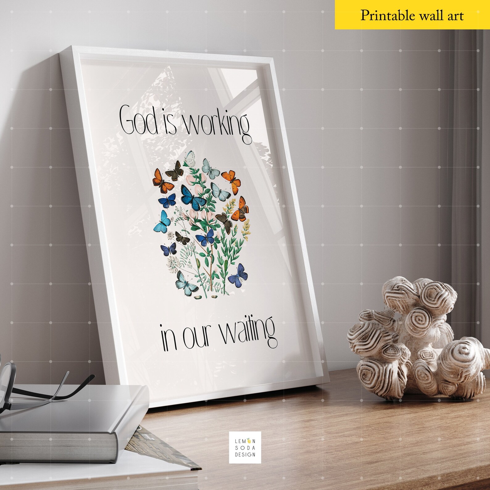 Butterfly Christian Quote Print: Vintage Bible Verse Wall Art (digital ...