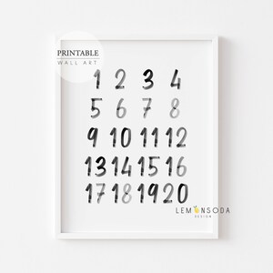 Alphabet Posters Set of 6, Black Alphabet Print, Days of Week, Numbers ...