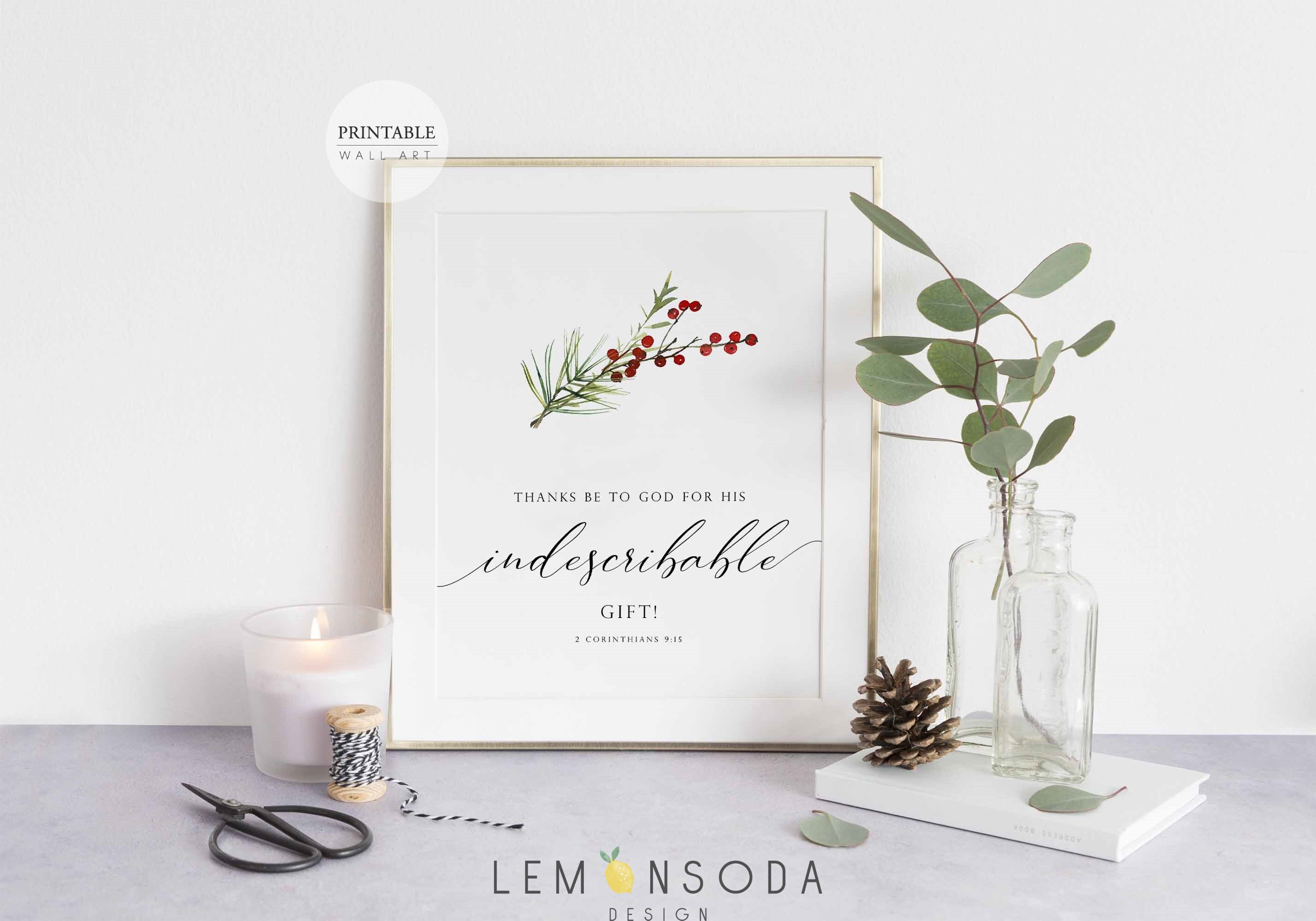 2 Corinthians 9:15 Print Christmas Home Decor Christmas | Etsy