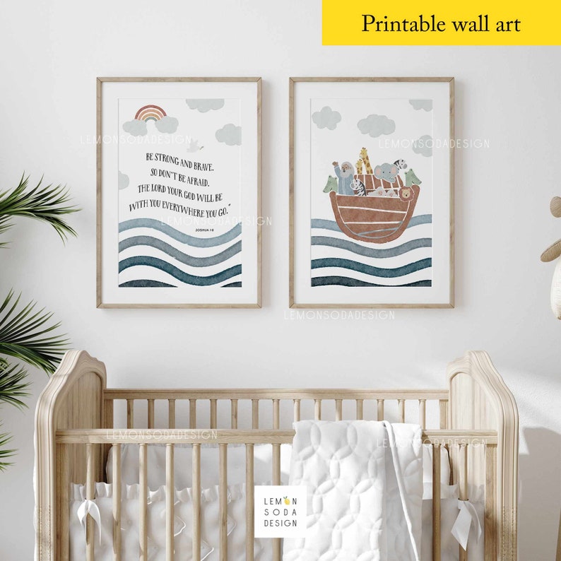Noah's Ark Kids Wall Art: Bible Story Prints (digital Download) - Etsy