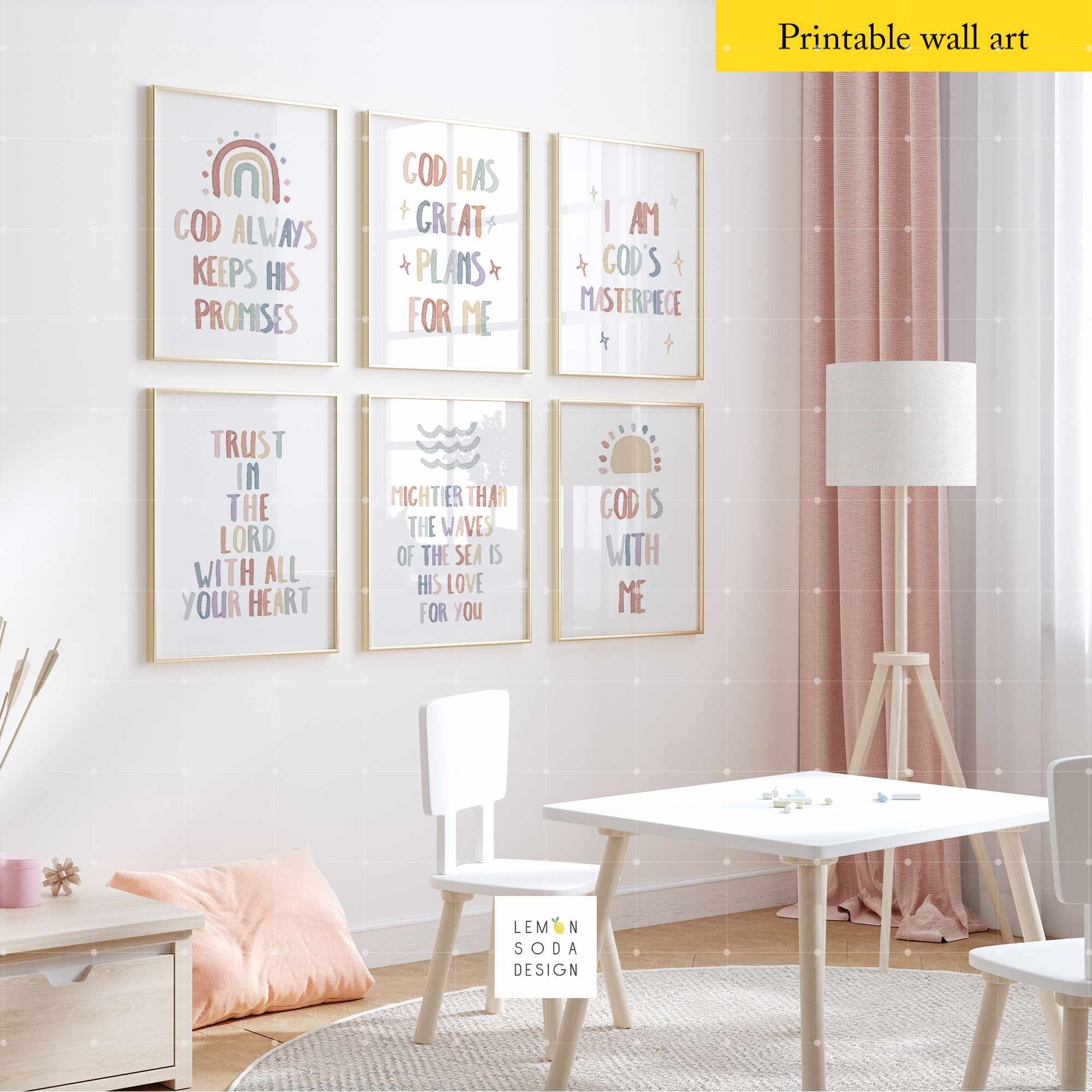Pastel Christian Bible Verse Prints: Nursery Decor (digital Download ...