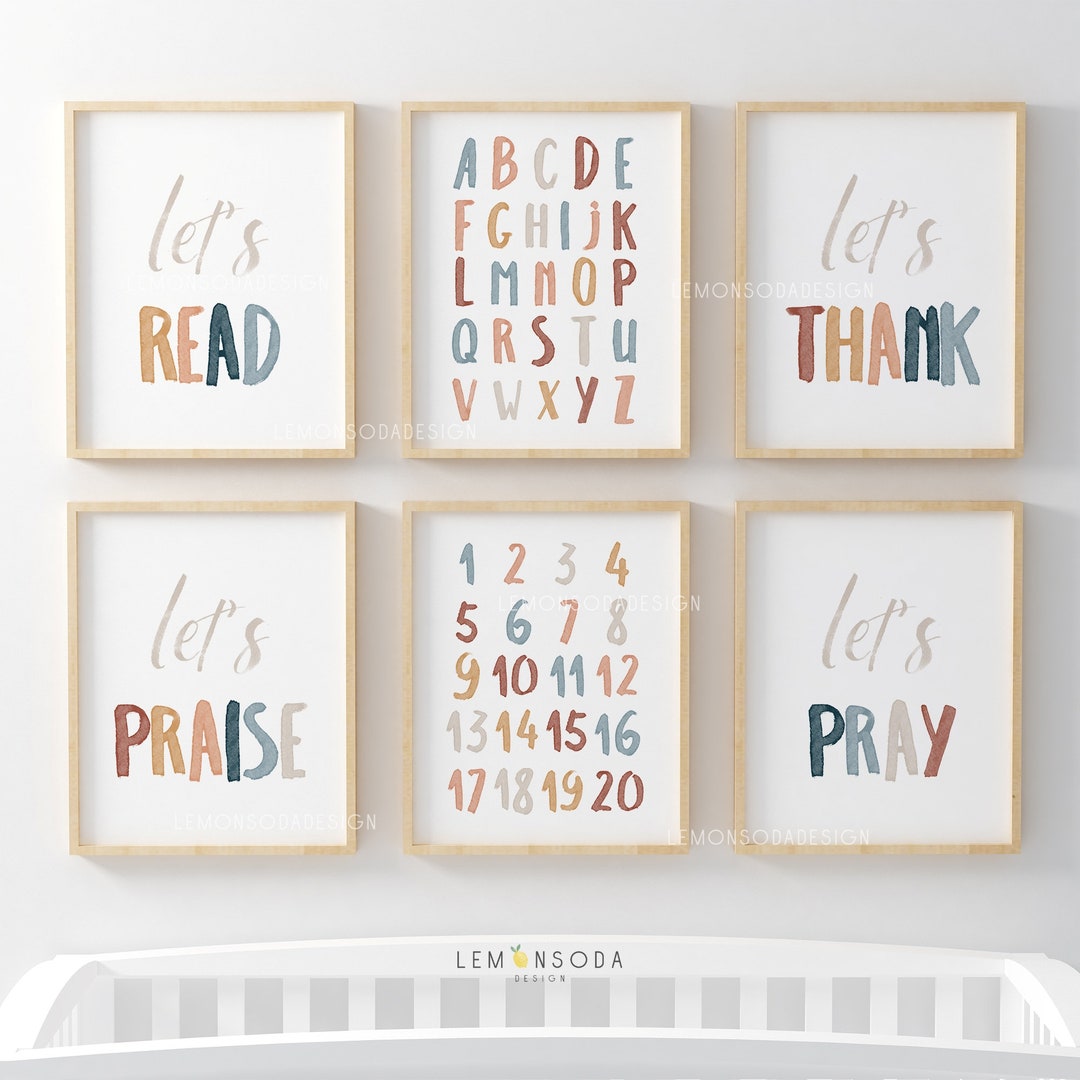 Set of 6 Boho Rainbow Kids Bible Verse Wall Art, PRINTABLE Christian ...