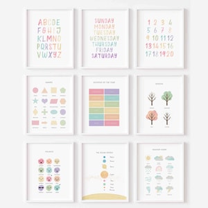 Pastel Alphabet Print, Printable Nursery Wall Art, Pastel Rainbow Home ...