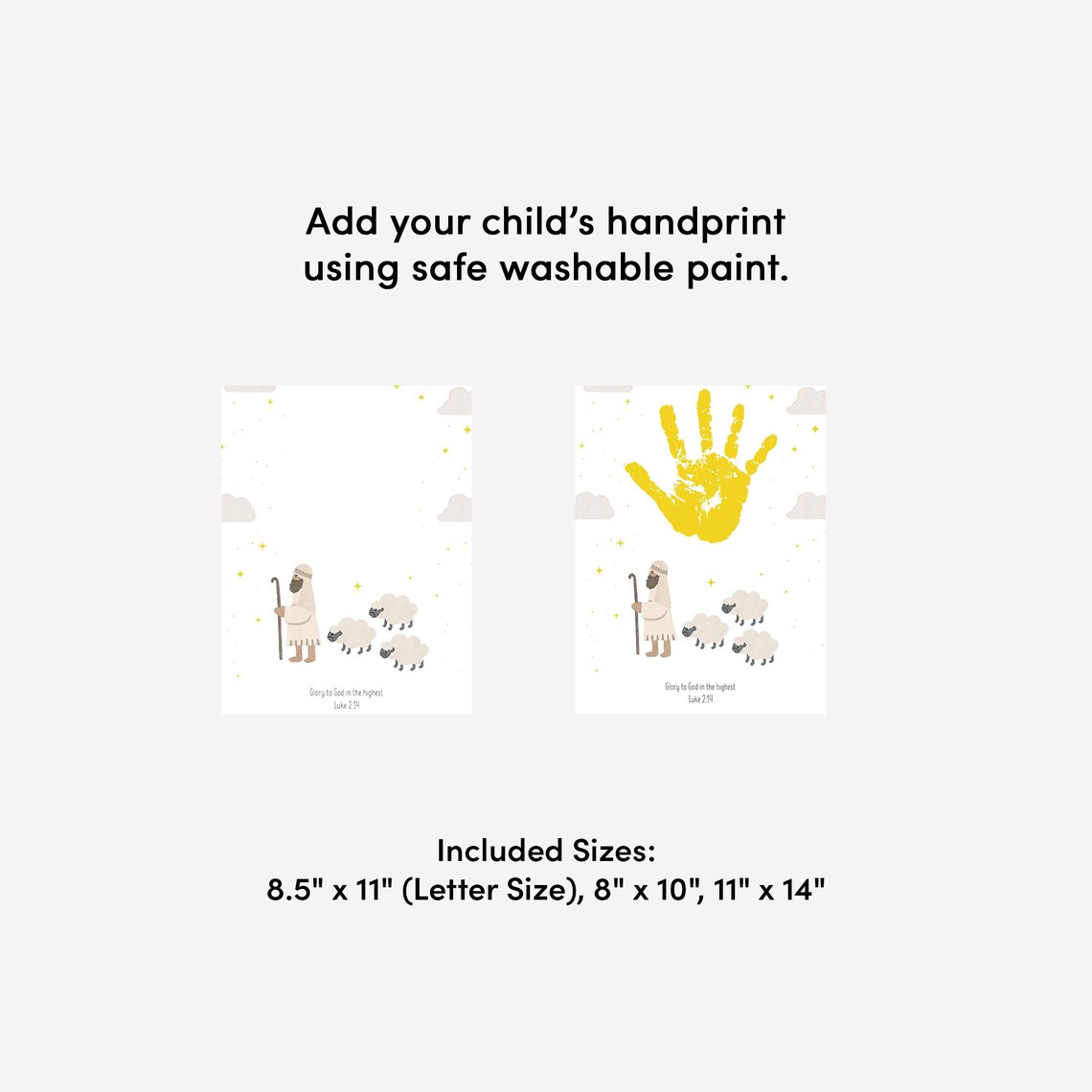 Shepherd Man Handprint Craft Printables, Watercolor Christian Christmas ...