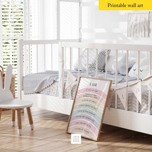 Christian Kids Pastel Rainbow Affirmation Digital Print, Rainbow Wall ...