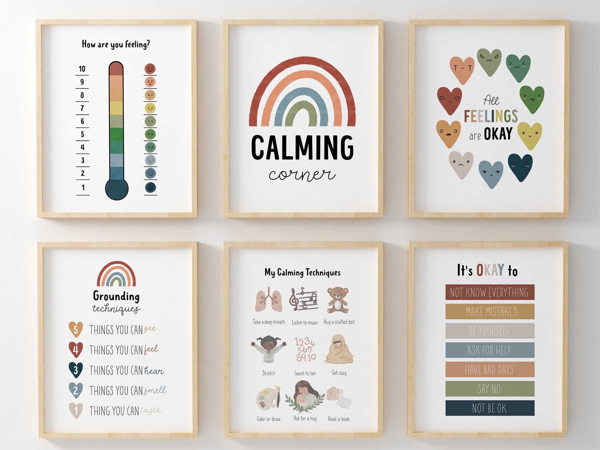 Set of 6 Calming Corner Poster Earthy Neutral Calming - Etsy