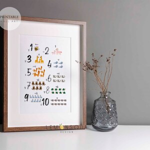 Korean Animal Theme Numbers Print, Korean Hangul Poster, Korean ...