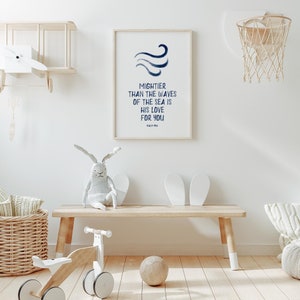 Printable Nursery Bible Verse Wall Decor, Blue Boys Room Scripture Wall ...