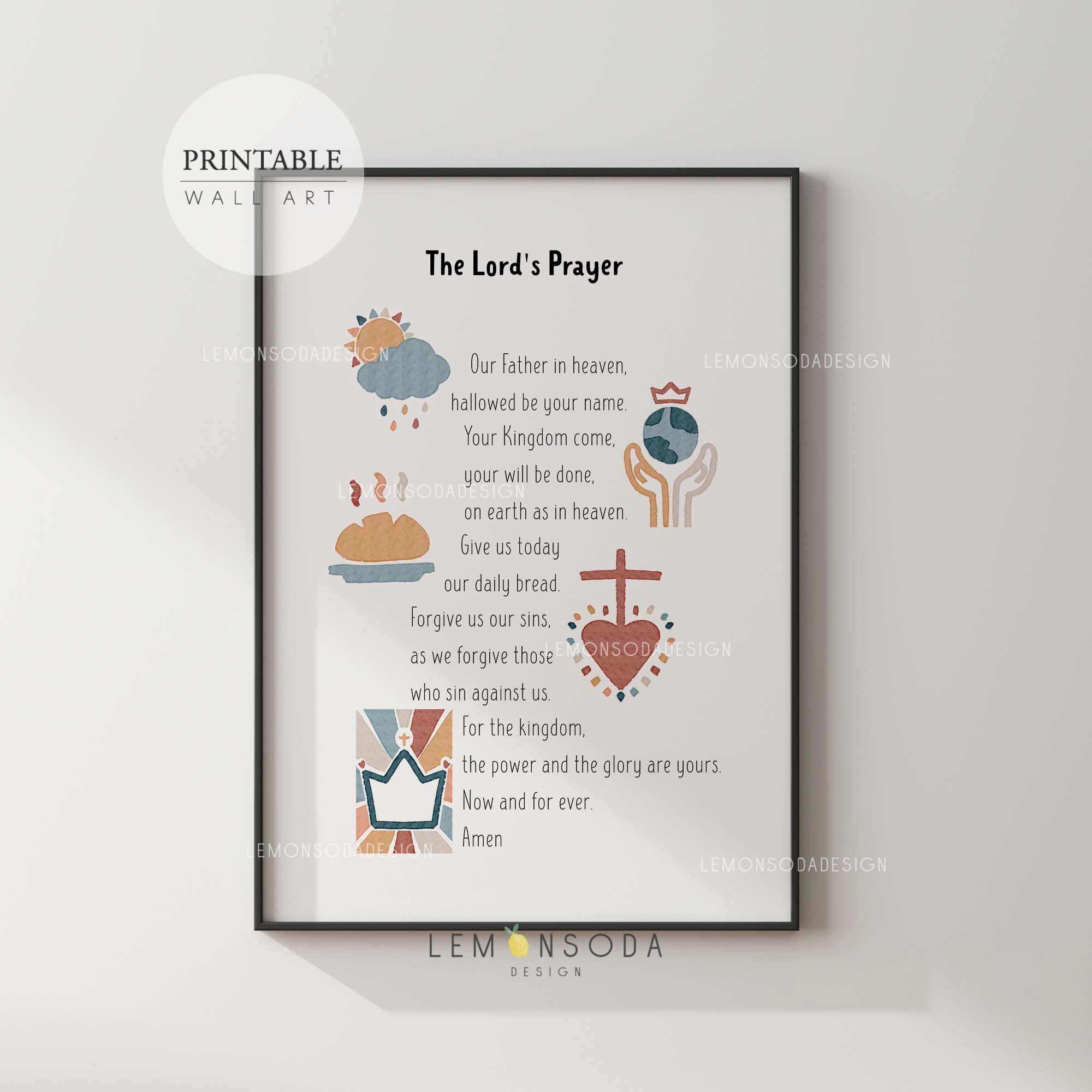 The Lord Prayer Printable Kids Sunday School Poster Church - Etsy