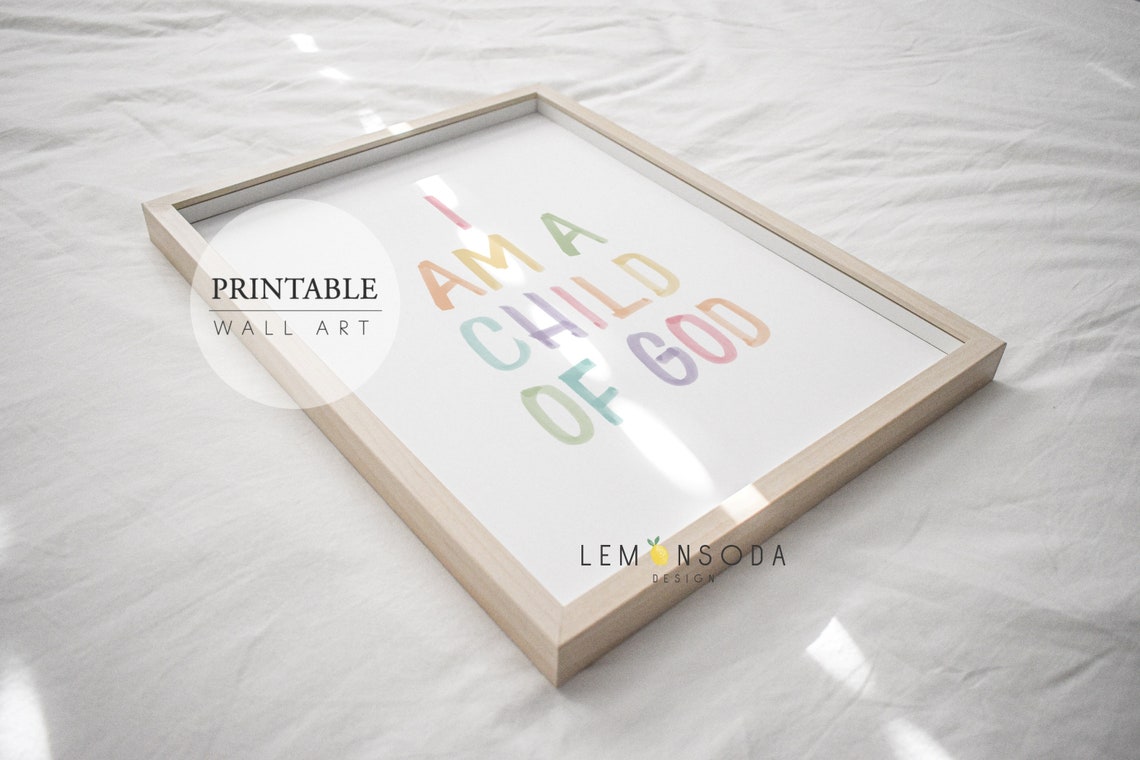 I Am a Child of God Print Kids Room Bible Verse Wall Decor | Etsy