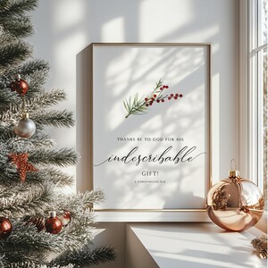 2 Corinthians 9:15 Print, Christmas Home Decor, Christmas Decoration ...
