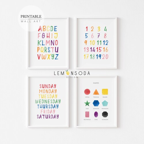 Alphabet Poster Set ABC Print Printable Nursery Wall Art - Etsy
