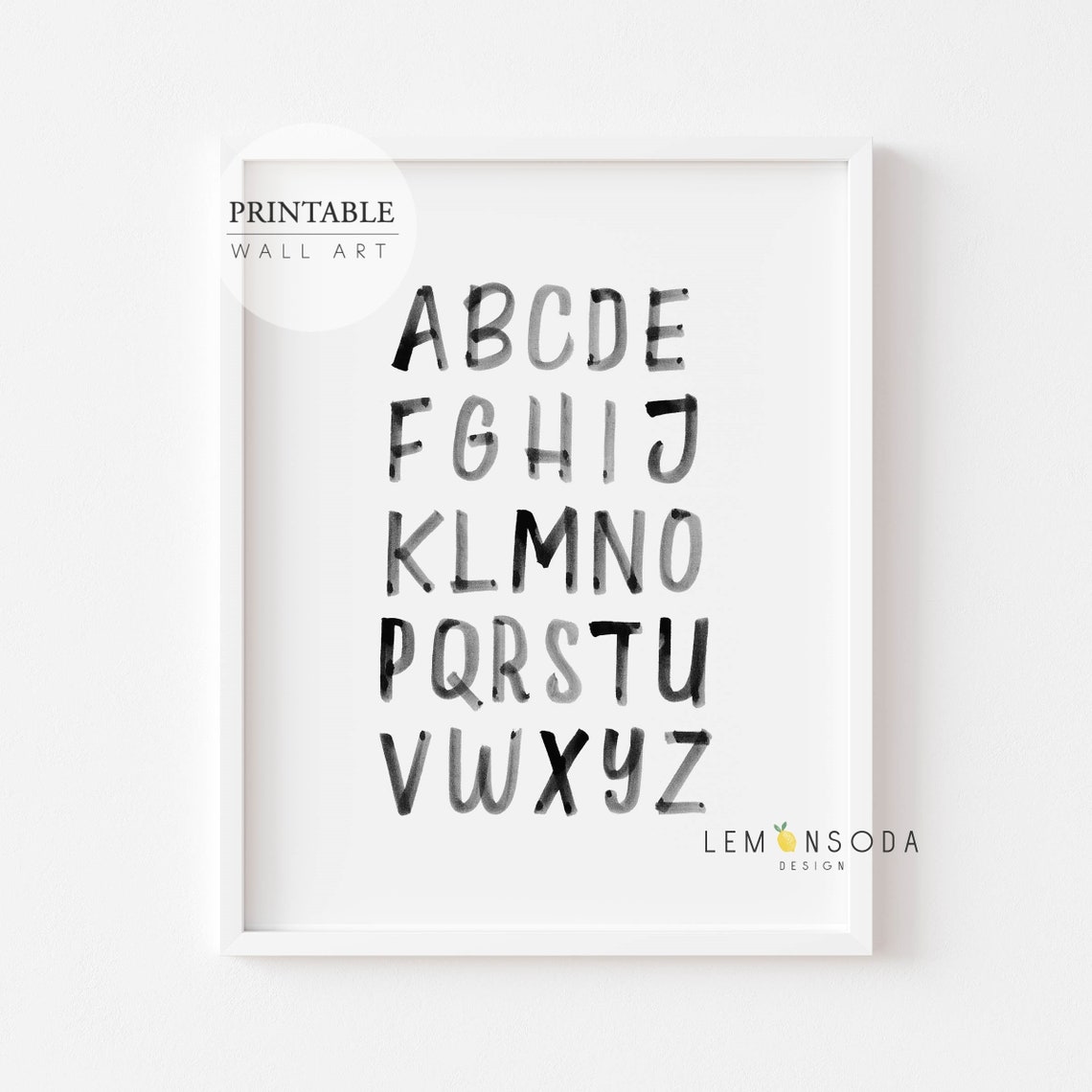 Black Alphabet Poster Set of 4 Educational Print Modern | Etsy